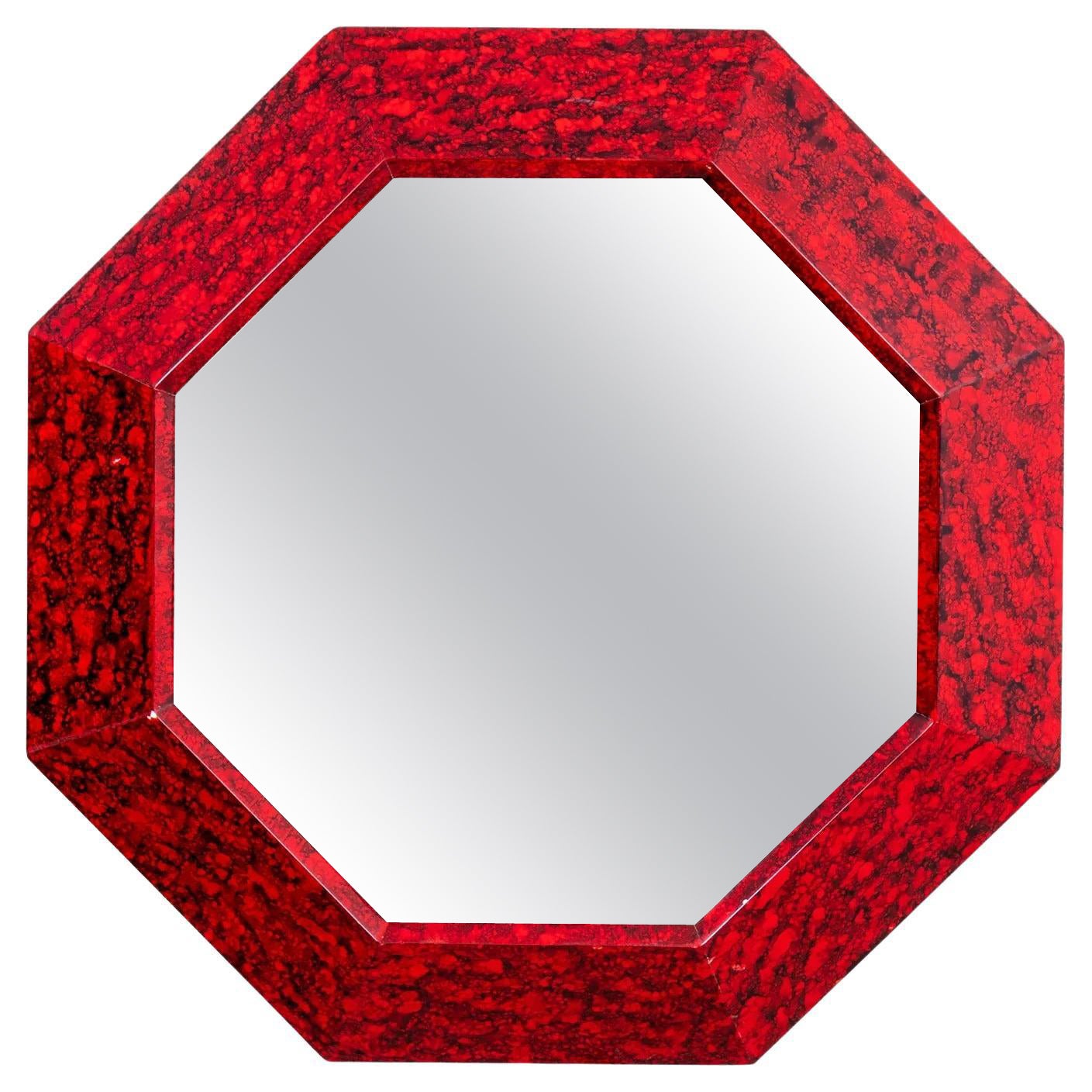 Mid-Century Octagonal Faux Tortoise Mirror For Sale at 1stDibs