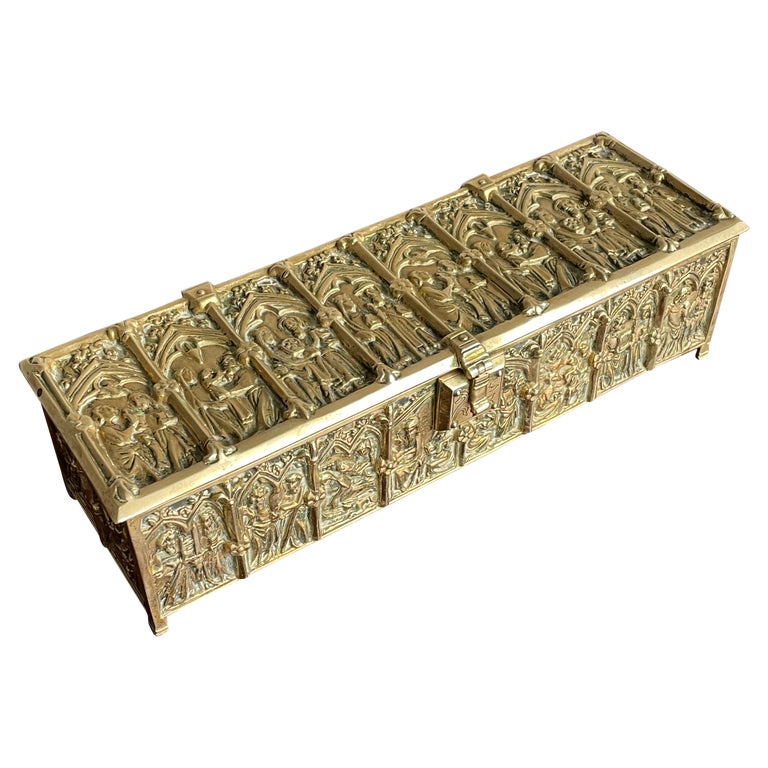 Antique Bronze Box with Gothic Church Window Panels by Adolph Frankau ...