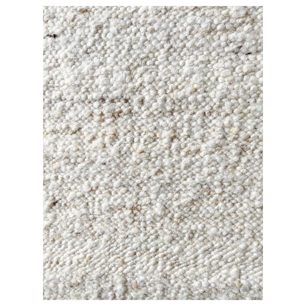 Natural Raw Wool Flatweave Hand Knotted Rug For Sale at 1stDibs