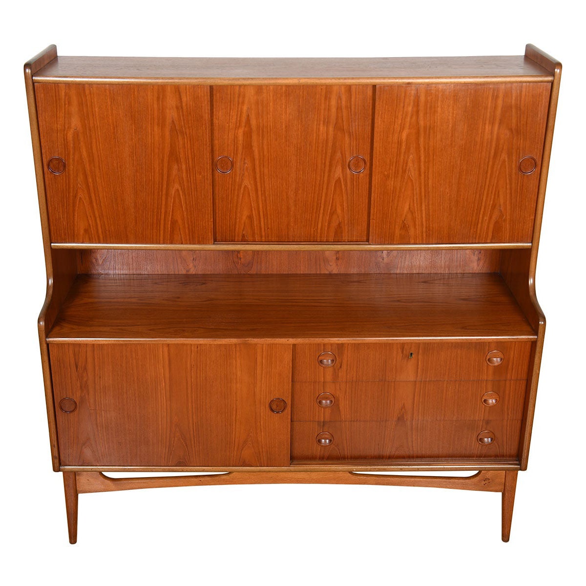 1960s Danish Teak Highboard or Bookcase For Sale at 1stDibs