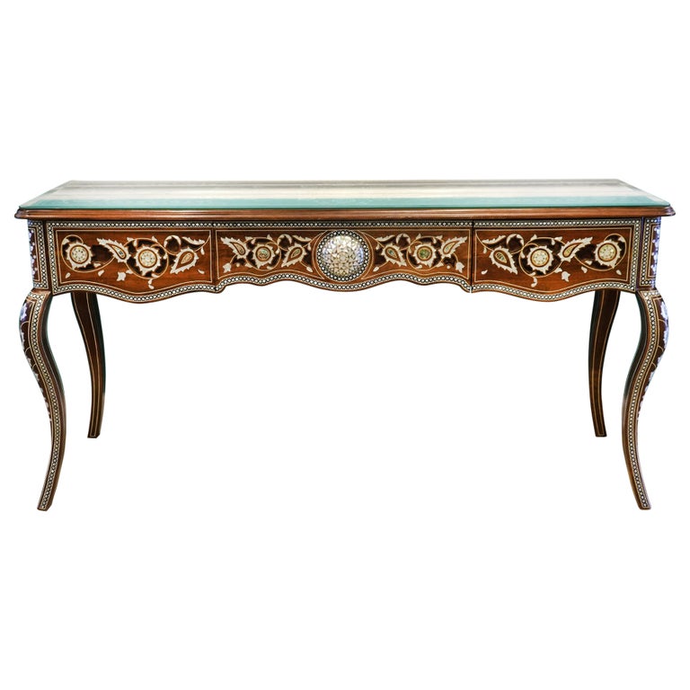 Middle Eastern Abelone and Mother of Pearl Inlaid Cabriole Leg Console ...