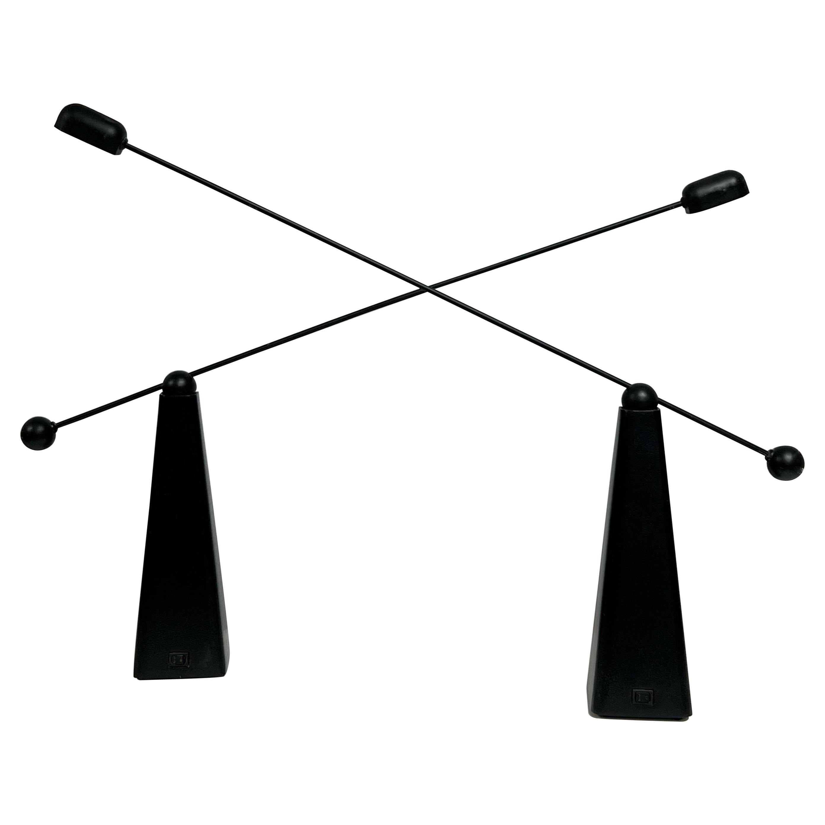 Pair of Vintage Original Black Ron Rezek Table Lamps Memphis Style For ...