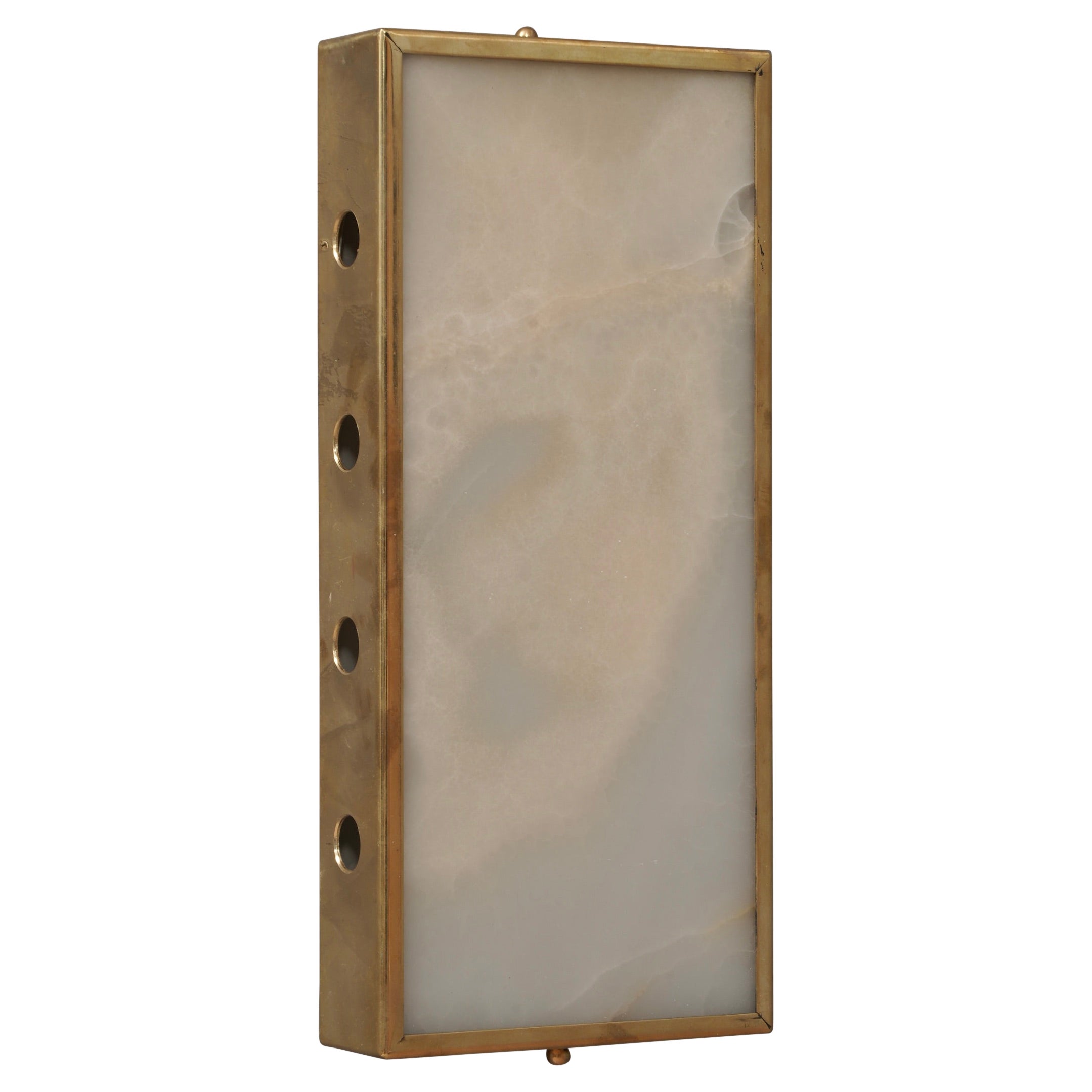 Brass and White Alabaster Wall Light For Sale at 1stDibs