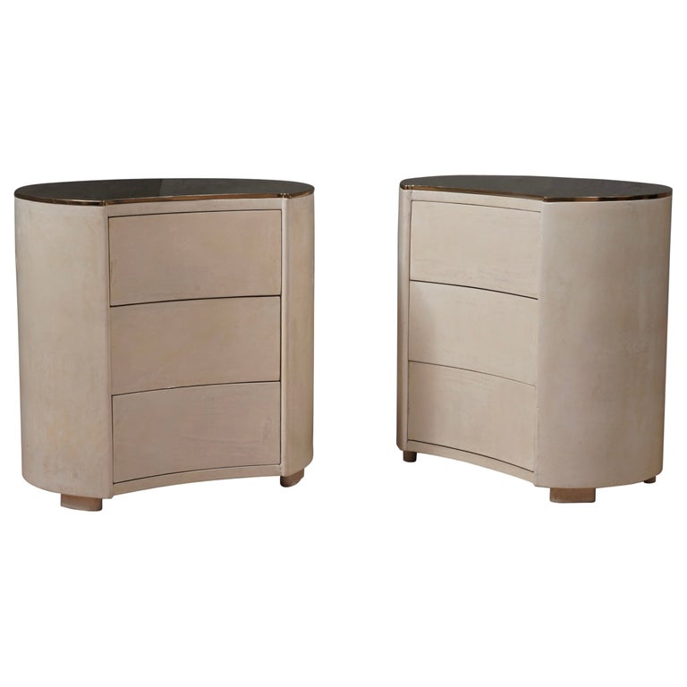 MidCentury Goatskin Italian Night Stand, 1980 For Sale at 1stDibs