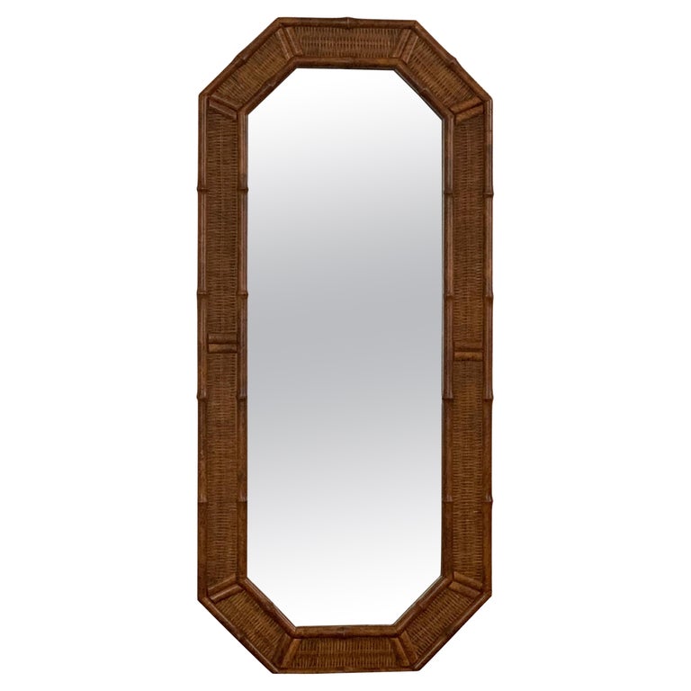 Vintage Bamboo Framed Mirror For Sale at 1stDibs