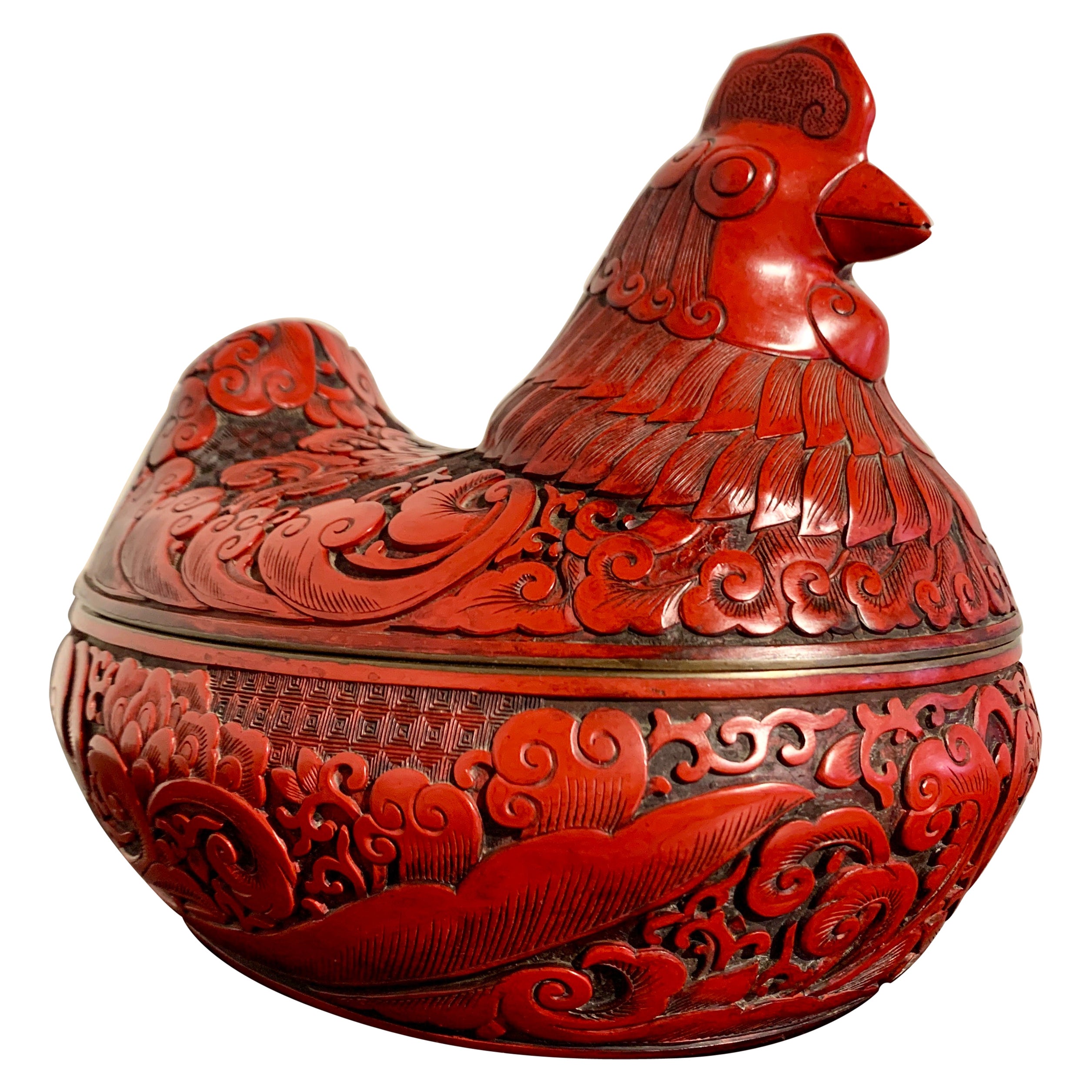 Chinese Carved Cinnabar Red Lacquer Round Dragon Box, Republic Period ...