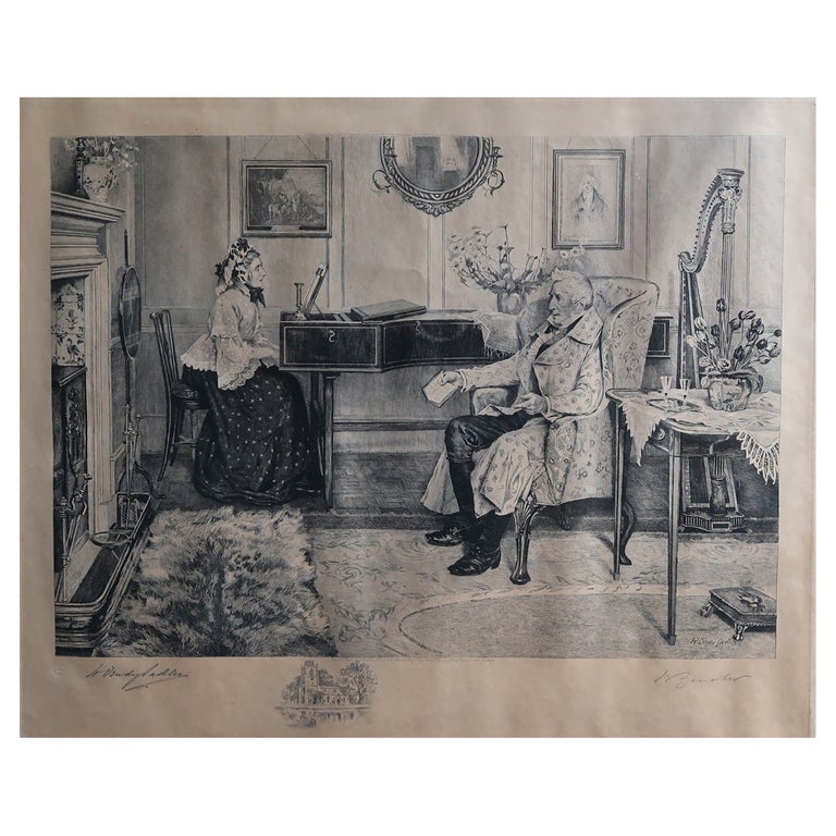 Large Original Antique Print After W. Dendy Sadler, Signed and Dated ... Large Original Antique Print After W. Dendy Sadler, Signed and Dated ...