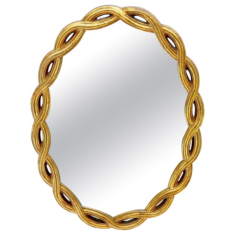Oval Gold Gild Helix Pattern "Weaved" Frame Wall Mirror Mint! For Sale ...