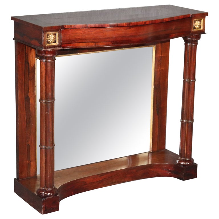 French Regency Banded Rosewood and Mirror Back Console Table circa 1860 ...