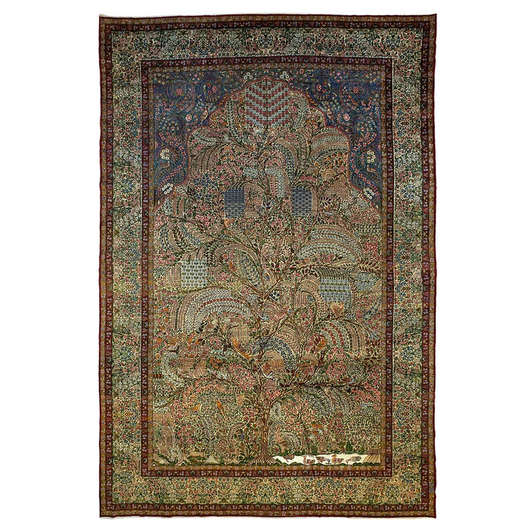 "Tree of Life" Large Antique Persian Kerman For Sale at 1stDibs