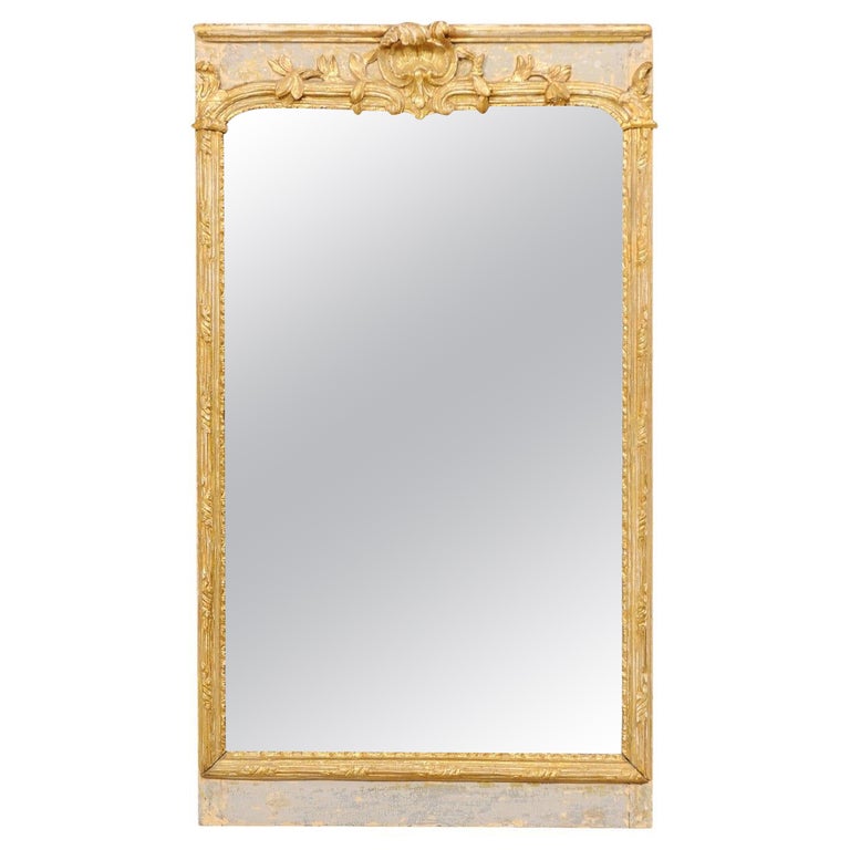 French 19th Century Carved and Painted Rectangular Mirror, Just Shy For ...