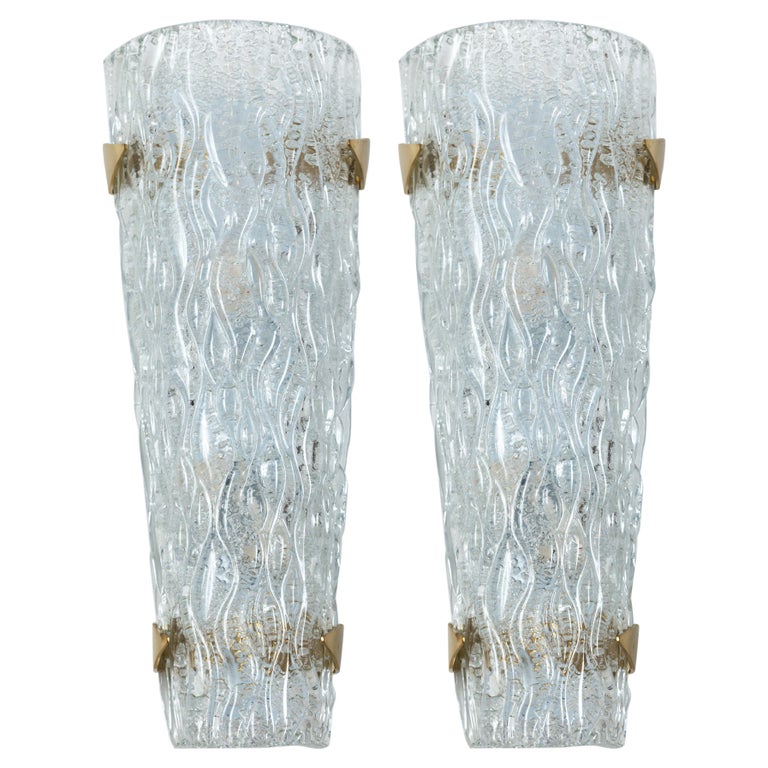 Pairs of Modern Icy Shield-Shaped Wall Lights, Contemporary, UL ...