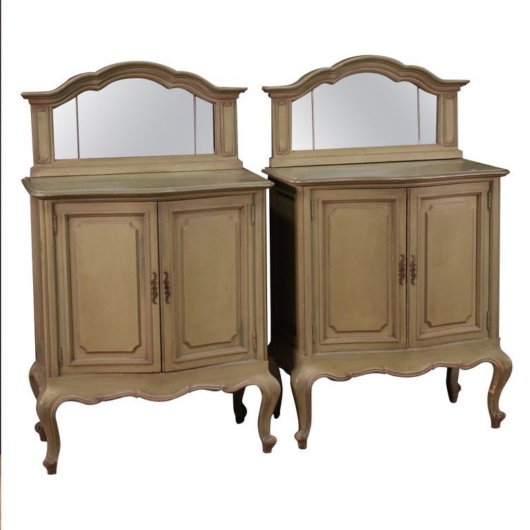 Pair of 20th Century Lacquered Wood Italian Sideboards with Mirrors ...