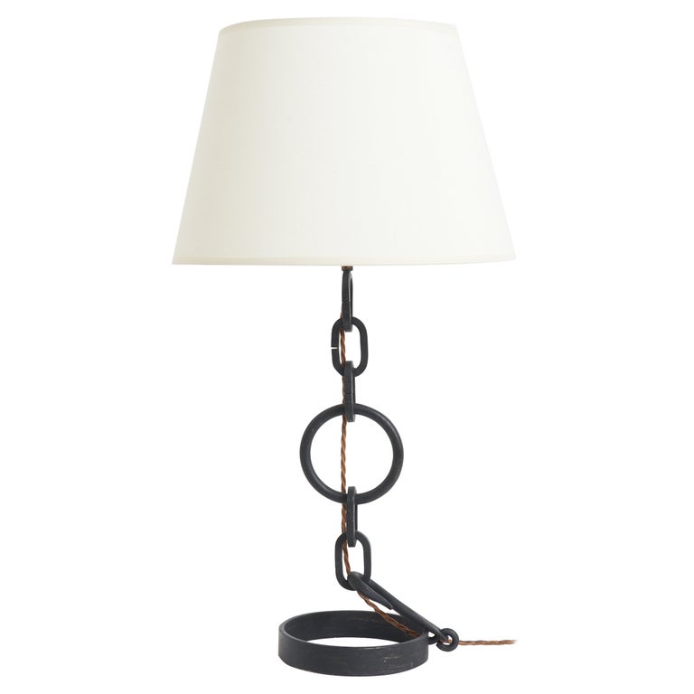 Midcentury Black Chain Table Lamp For Sale at 1stDibs