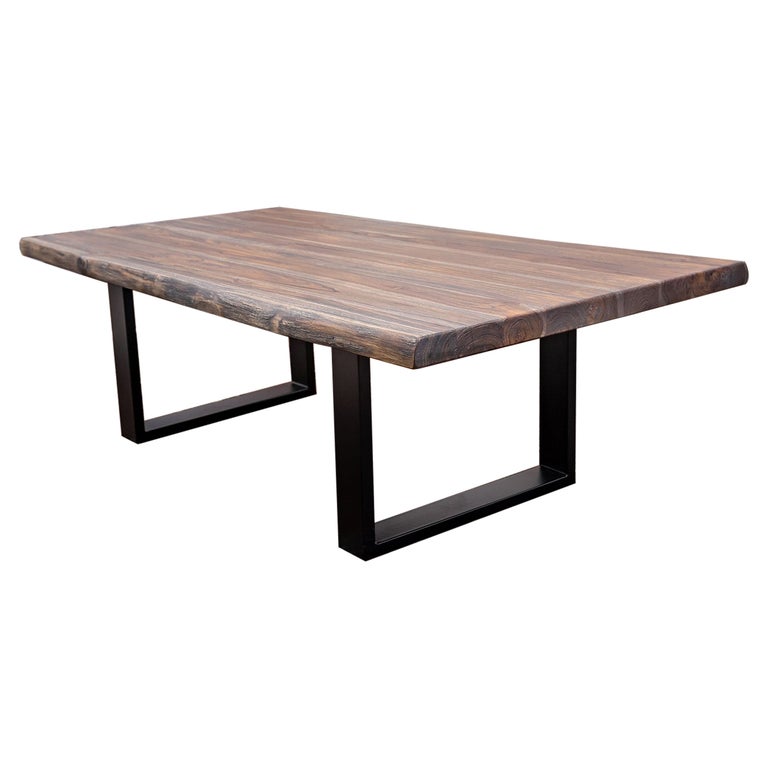 Teak Plank Live Edge Top Sandblasted Autumn For Sale at 1stDibs