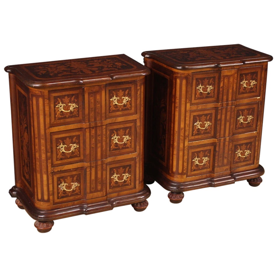 Pair of 20th Century in Wood with Glass Top Italian Design Night Stands ...