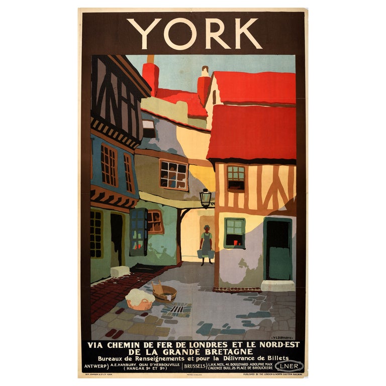 Original Antique Travel Poster York LNER Railway Little Shambles ...