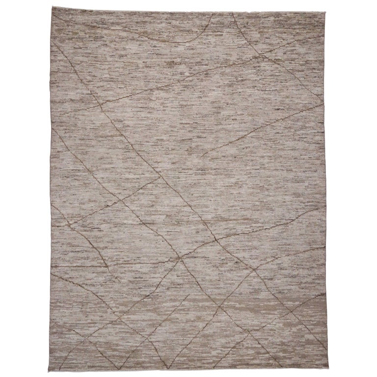 New Contemporary Moroccan Area Rug with Modern Design, Warm Neutral ...