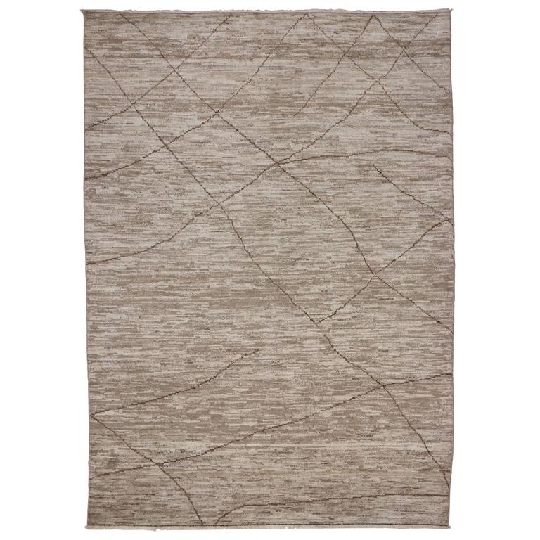 New Contemporary Moroccan Area Rug with Modern Design, Warm Neutral ...