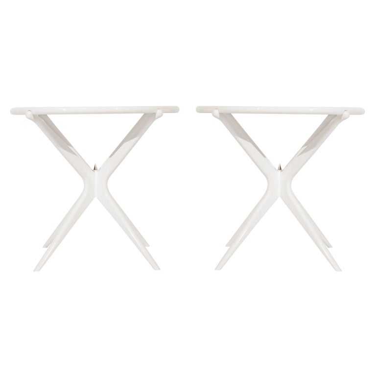 Gazelle V2 End Tables in White Lacquer by Stamford Modern For Sale at ...