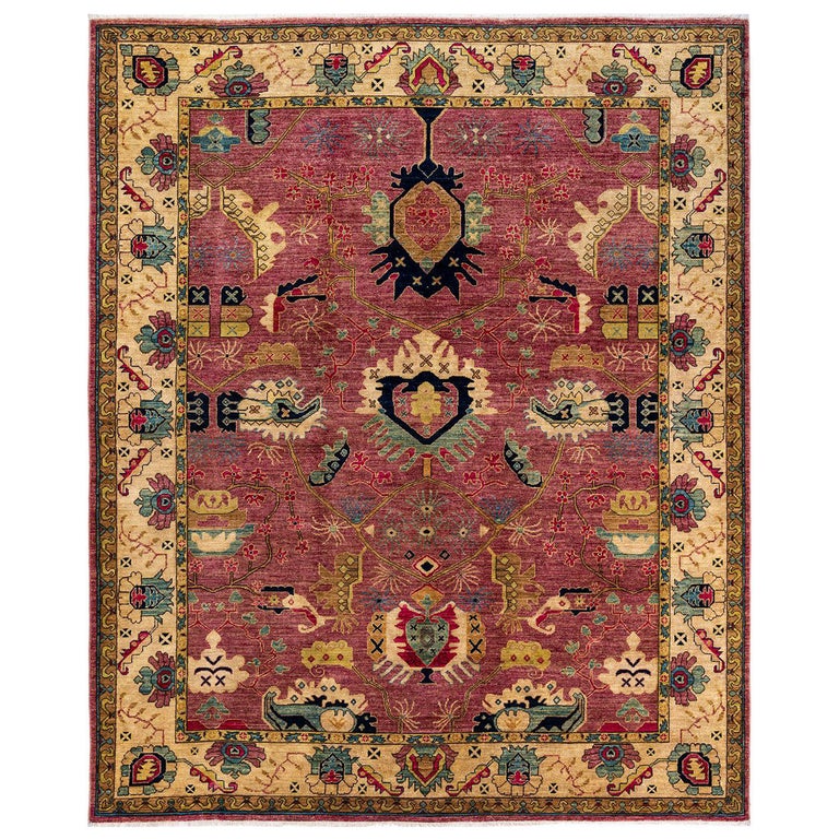 Serapi, One-of-a-kind Hand Knotted Runner Rug, Pink For Sale at 1stDibs