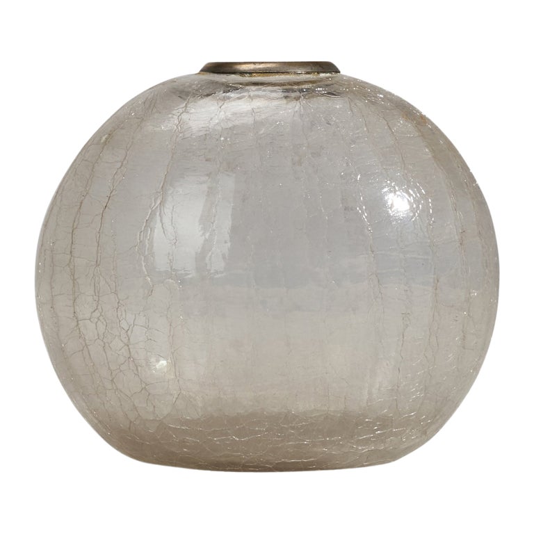 Italian Designer, Vase, Glass, Silver, Italy, 1940s For Sale at 1stDibs