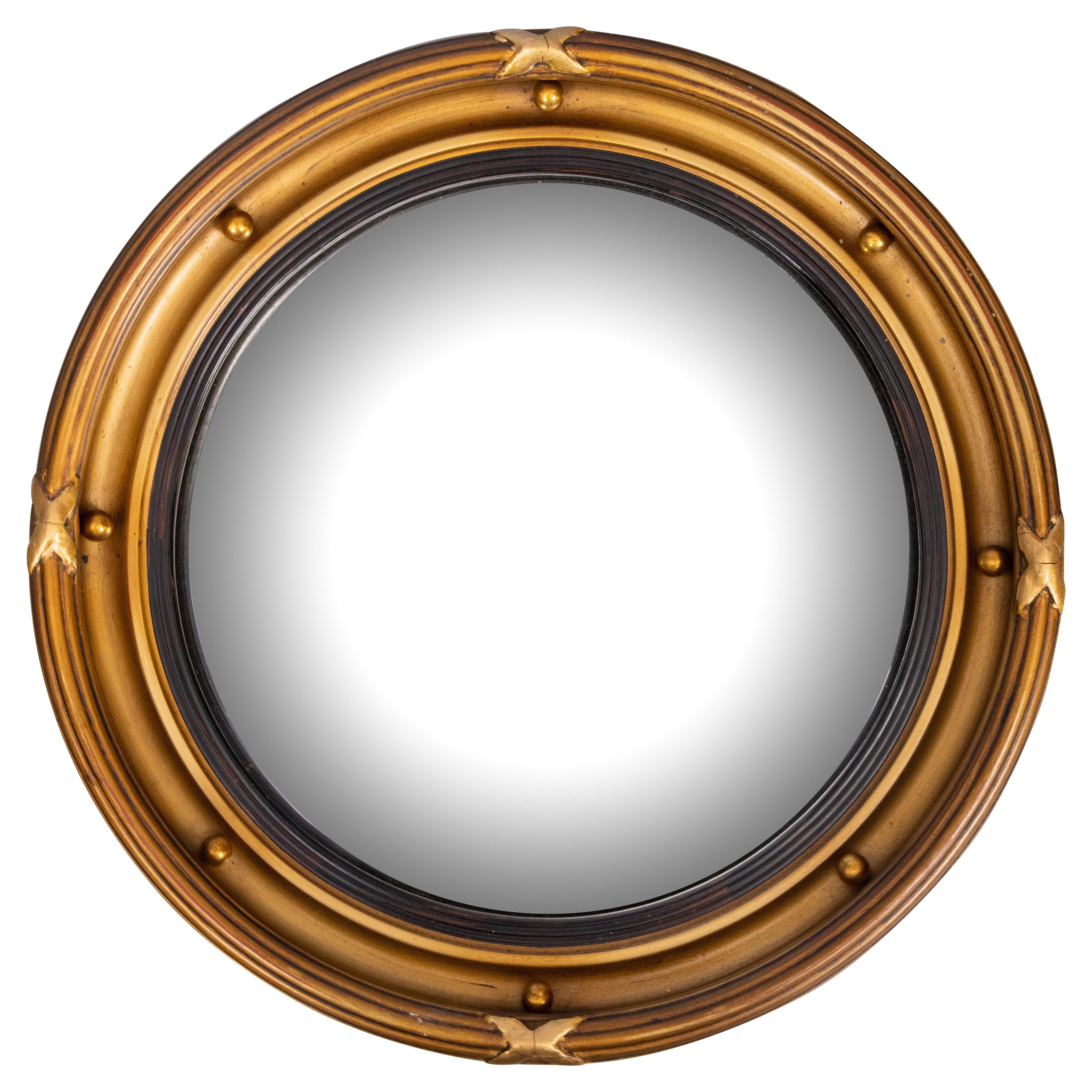 English Regency Style Giltwood Round Bullseye Convex Mirror, circa 1930 ...