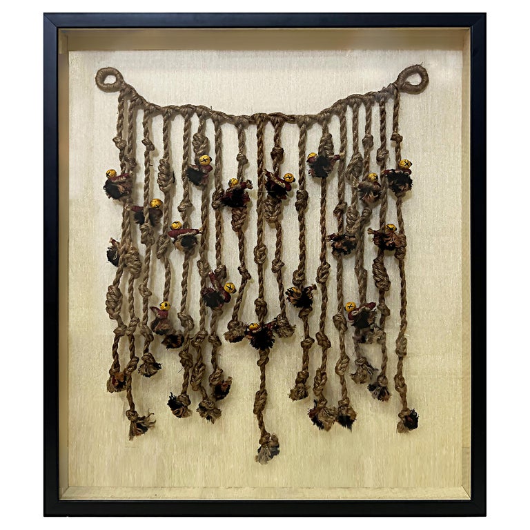 1980s Knotted Cord Textile Art, Decorative Figures, Sheila Hicks Style ...