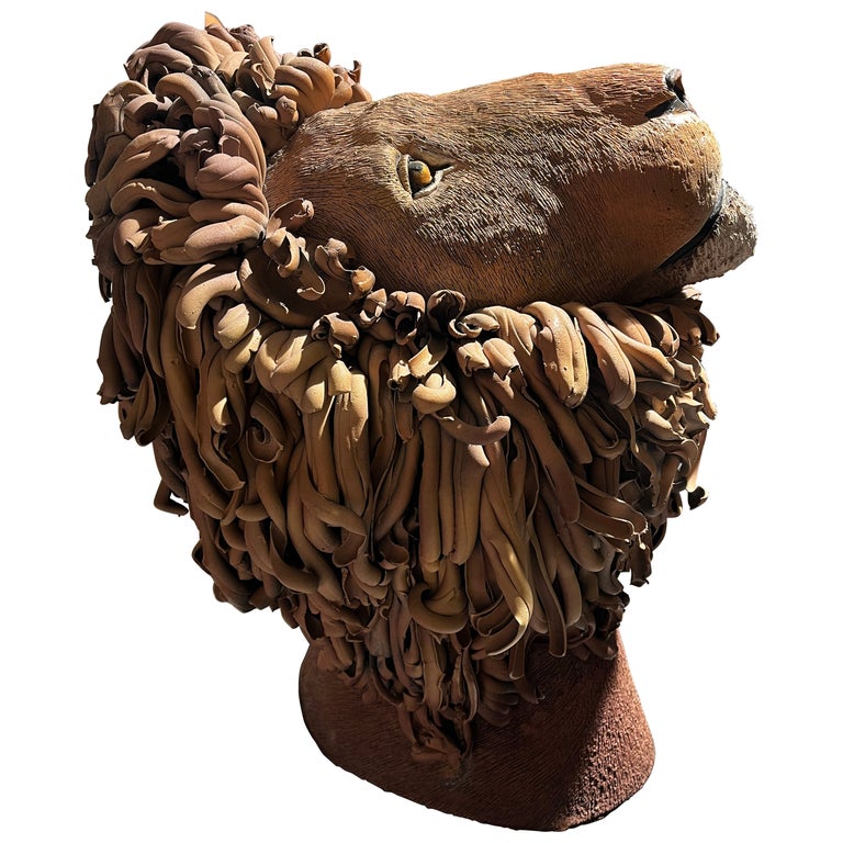 Brown Lion Ceramic Sculpture Centerpiece, Completely Handmade Without ...
