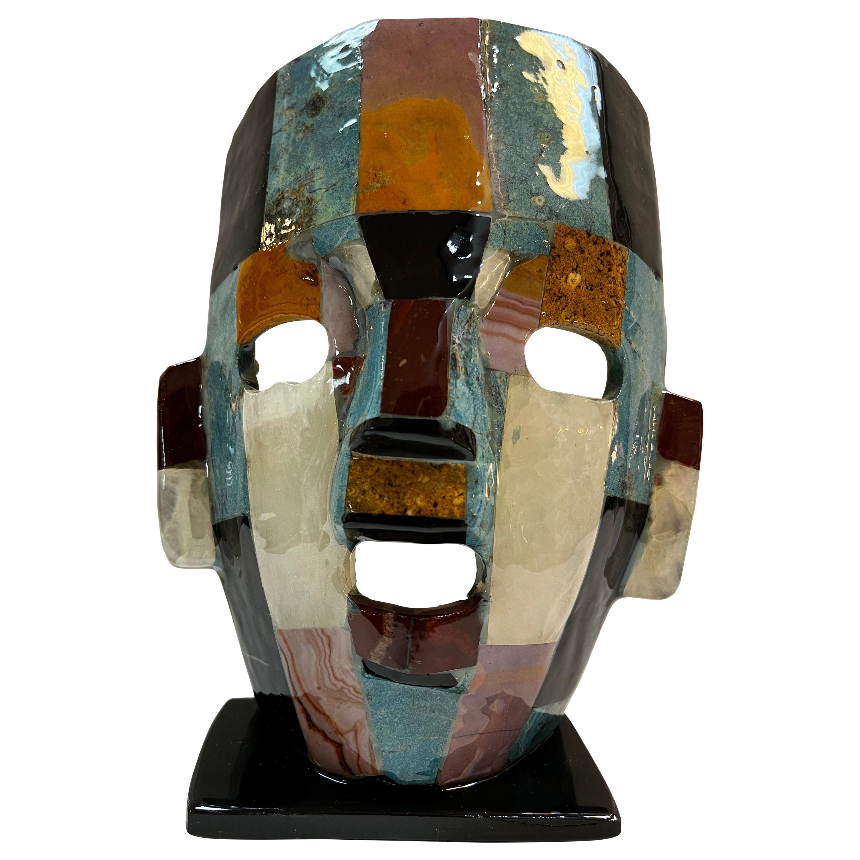 Xavier Mascaro Mask Sculpture on Stand For Sale at 1stDibs