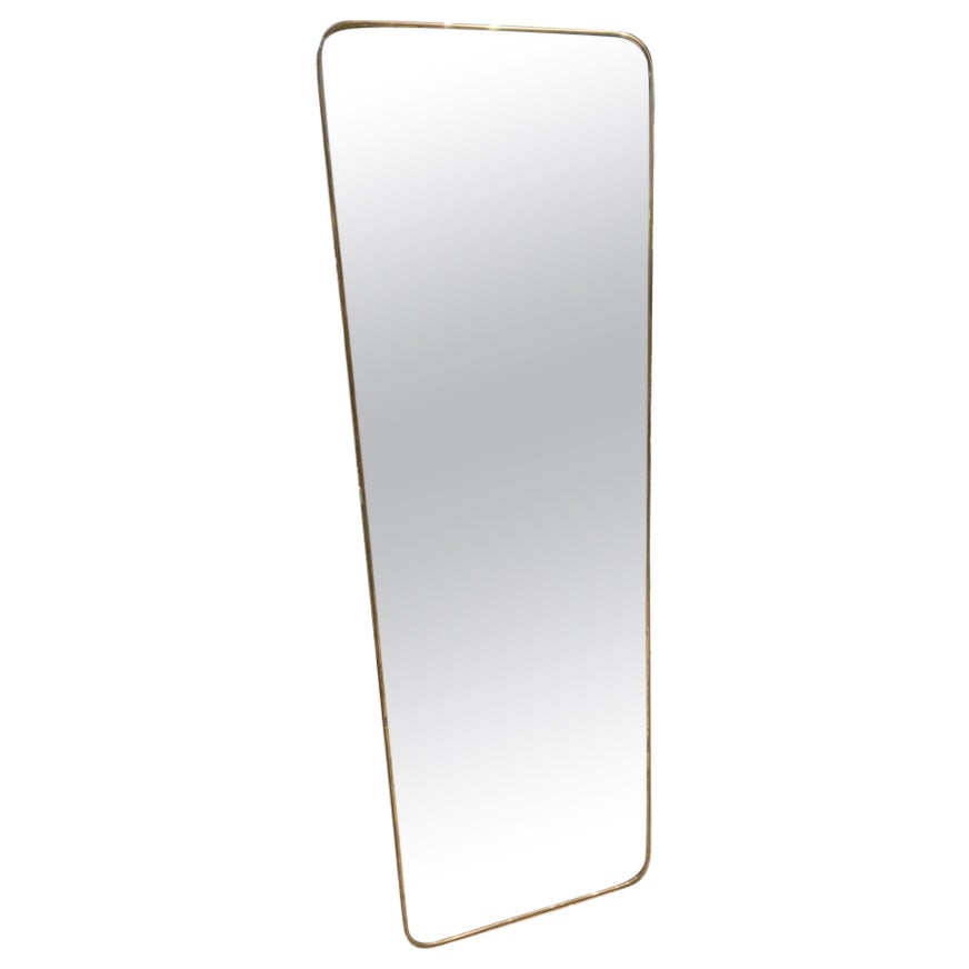 Handsome Rectangular Midcentury Brass Mirror, Italy For Sale at 1stDibs