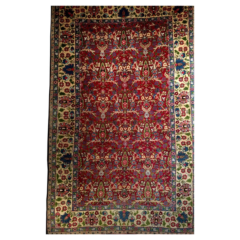 Vintage Persian Tabriz Area Rug in an Allover Botanical Cypress Tree ...