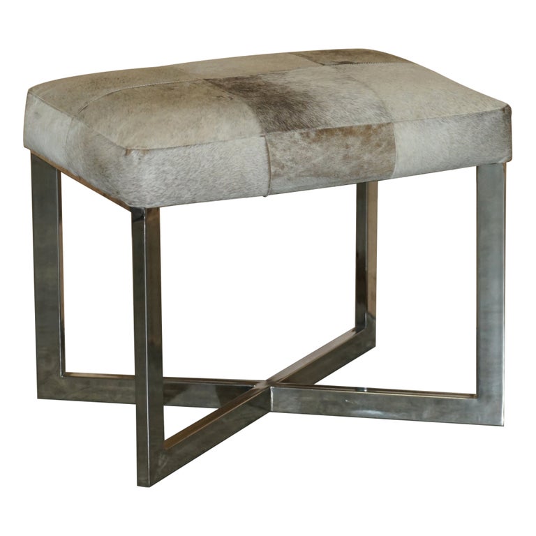 Stunning Eichholtz Pony Hide Chrome Stool for Desks and Dressing Tables ...