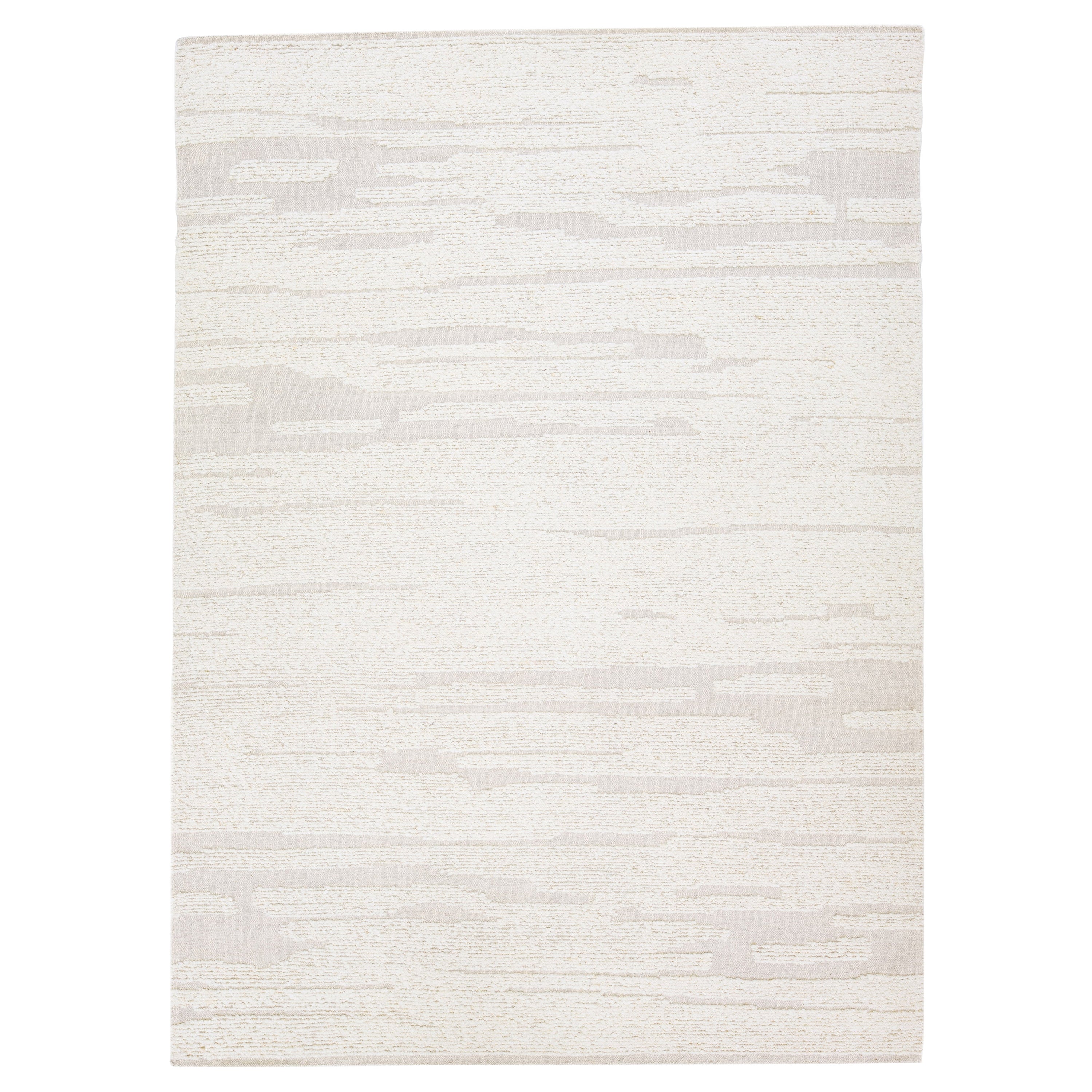 Morocan Style Modern Wool Rug Handmade In Ivory By Apadana For Sale at ...