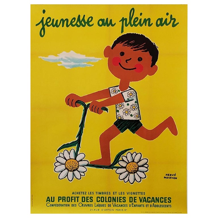 JEUNESSE AU PLEIN AIR Original Vintage Poster by Herve Morvan, 1968 For Sale at 1stDibs