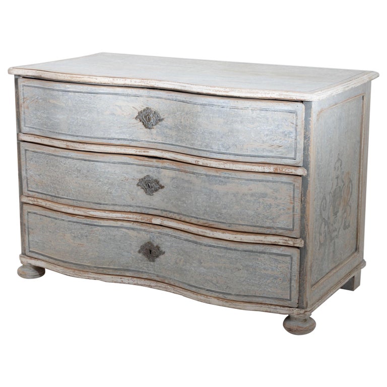 Hand Painted Baroque Commode with Three Drawers and a Serpentine Front ...