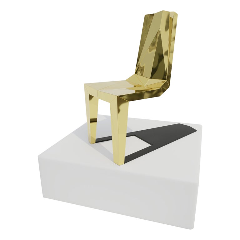 Contemporary Chair in Gold Finish For Sale at 1stDibs