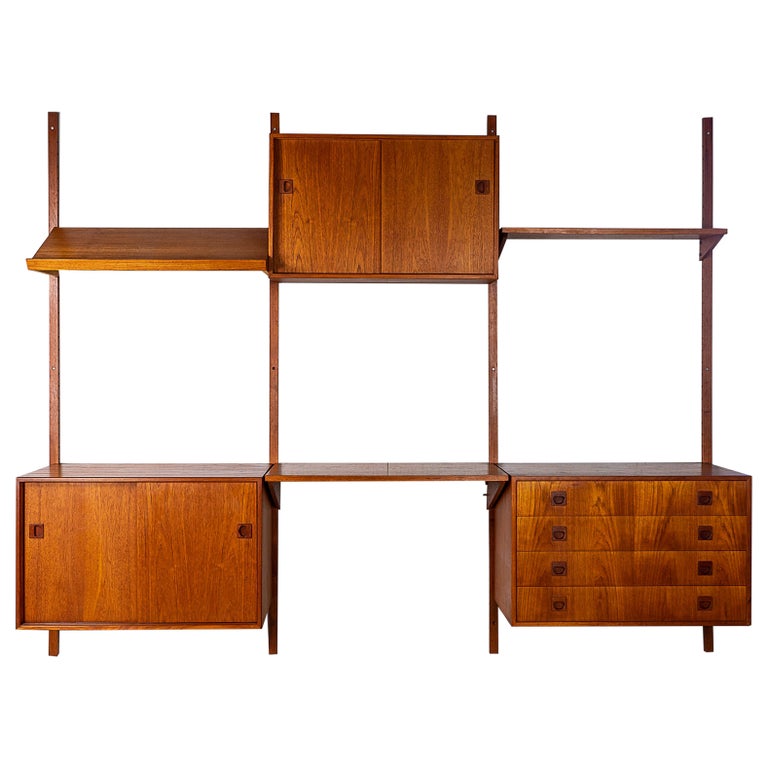 Mid-Century Modern Teak Wall System For Sale at 1stDibs