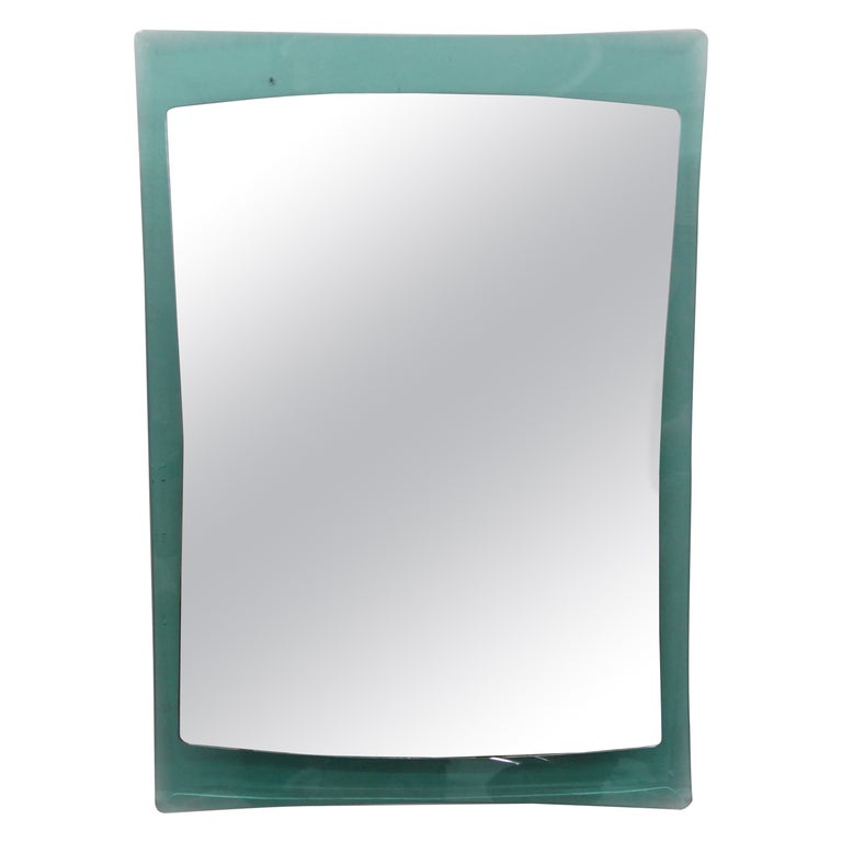 Italian Fontana Arte Style Curved Glass Mirror For Sale at 1stDibs
