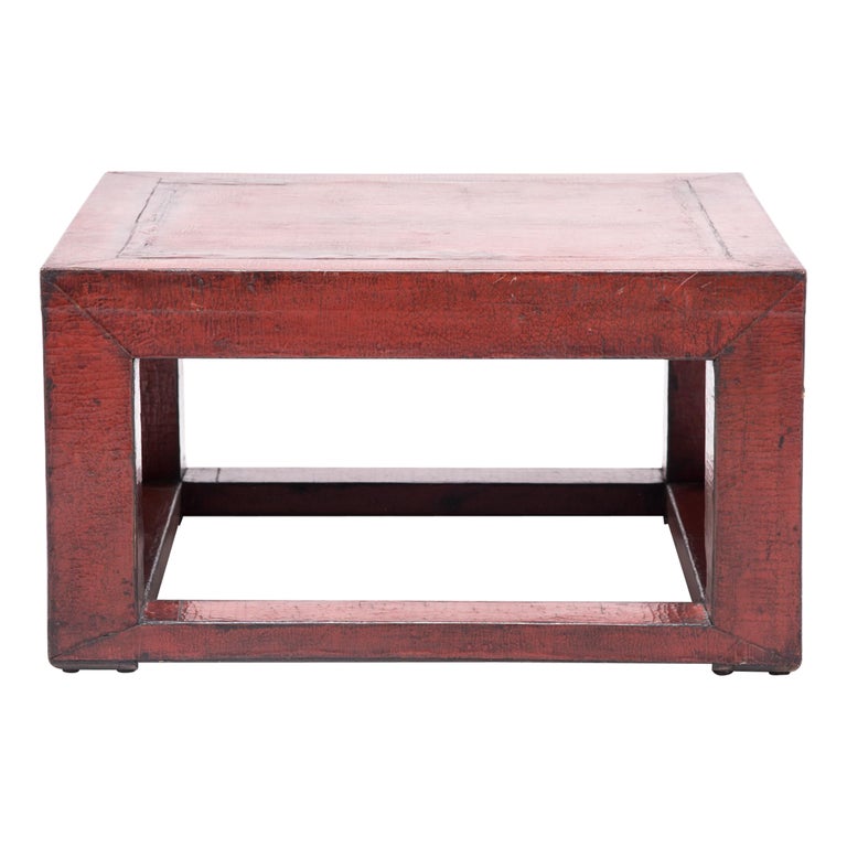 Red Lacquer Square Platform Table For Sale at 1stDibs