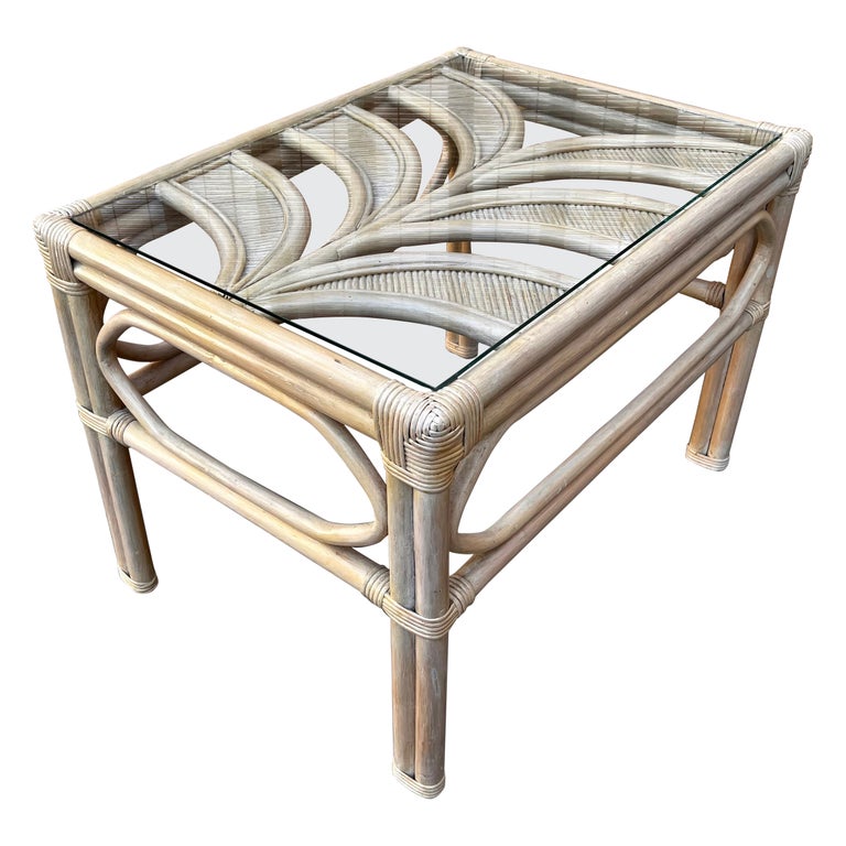 Vintage Coastal Style Pencil Reed Side Table For Sale at 1stDibs