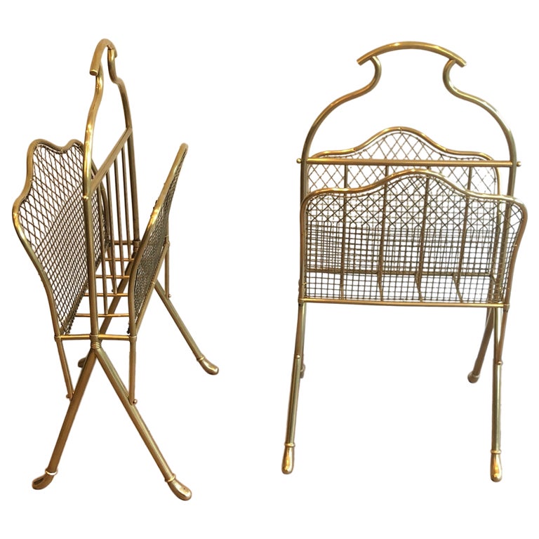 Pair of Brass Magazine Racks Attributed to Maison Jansen For Sale at ...