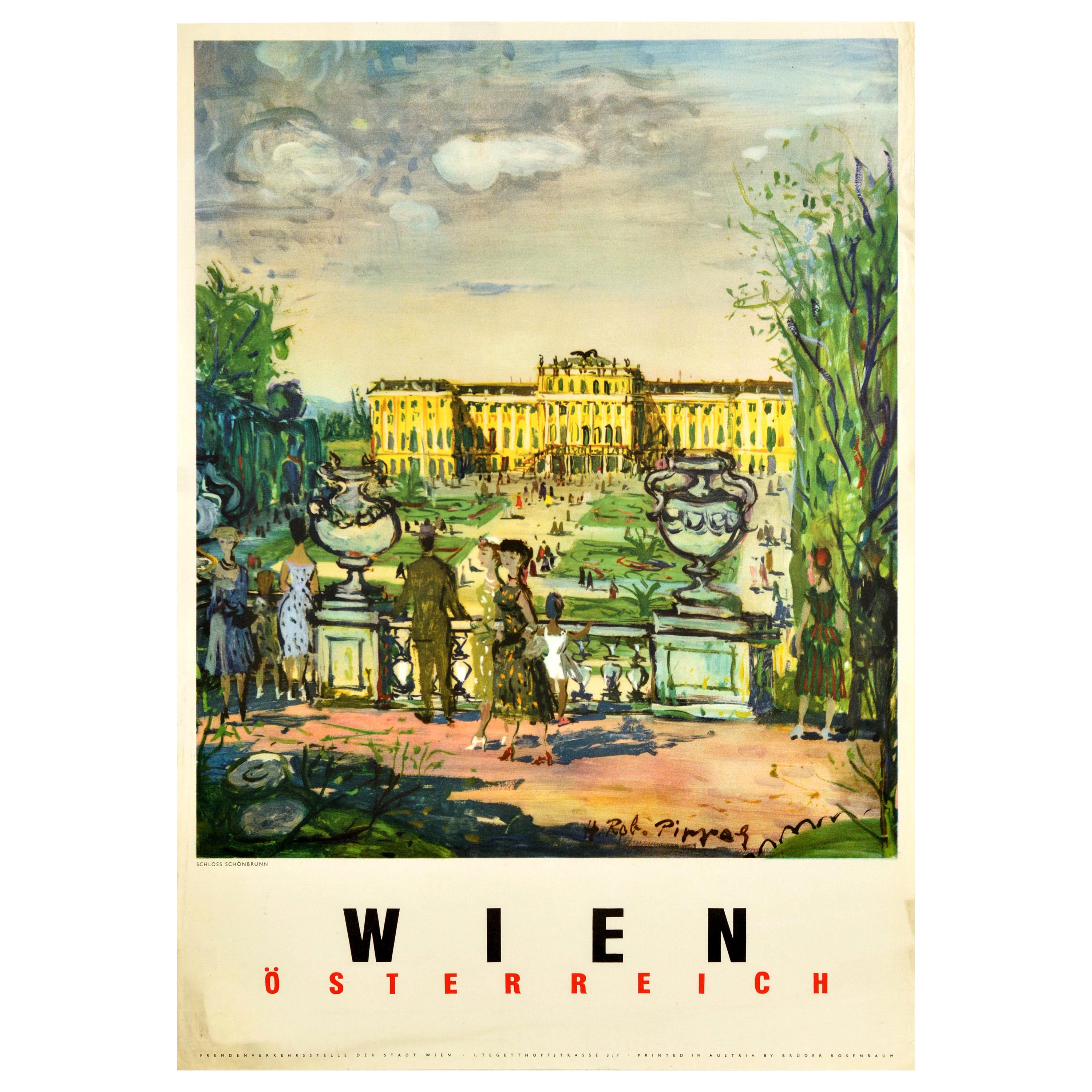 Original Vintage Travel Poster Vienna Austria Schonbrunn Palace Wien ...