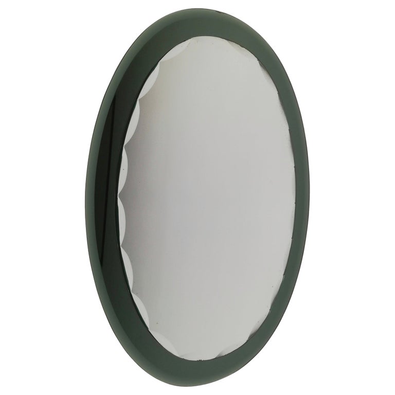 Midcentury Oval Bevelled Mirror by Cristal Art, Made in Fumè Mirrored ...