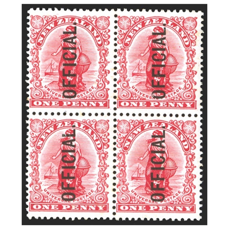 New Zealand 1908-1909 1d Carmine Official, SGO70 For Sale at 1stDibs