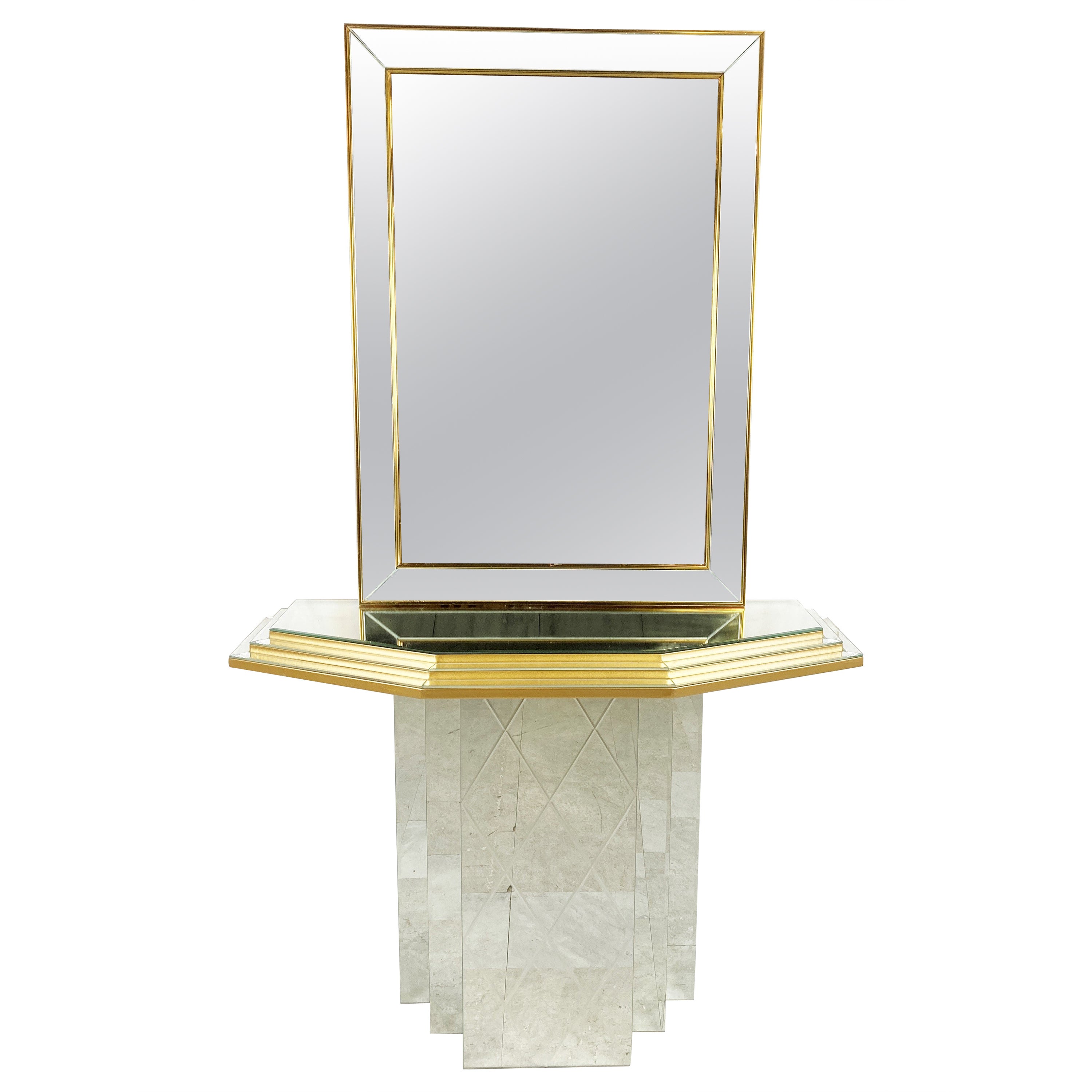 Brass and Mirror Console For Sale at 1stDibs