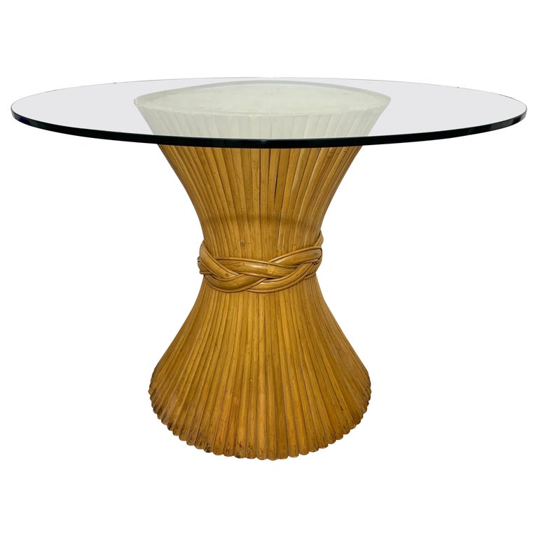 McGuire Style Sheaf of Corn Rattan and Glass Dining Table For Sale at ...