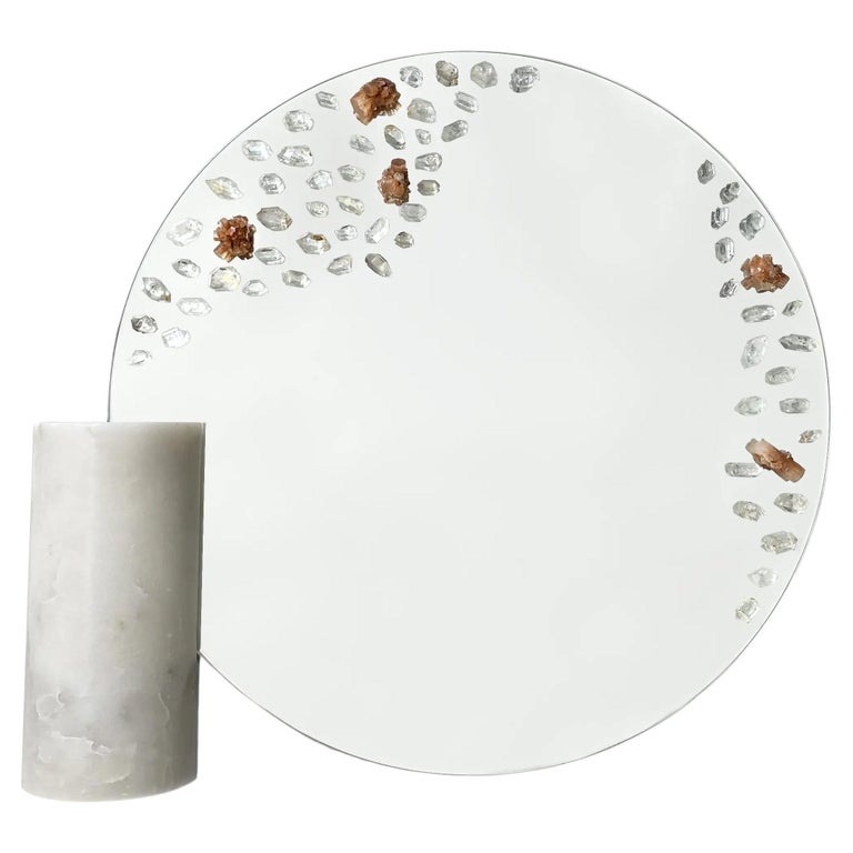 Wall Mirror, Adorned with Aragonites, Herkimer Diamonds Handmade by ...
