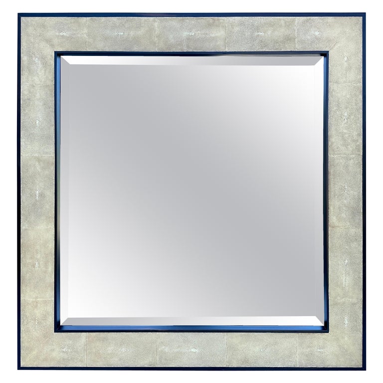JMF Style Shagreen Framed Square Mirror by Ron Seff For Sale at 1stDibs