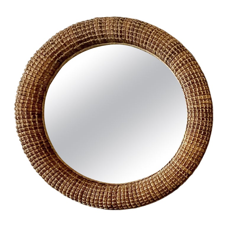 Boho Chic Rope Large Round Mirror For Sale at 1stDibs